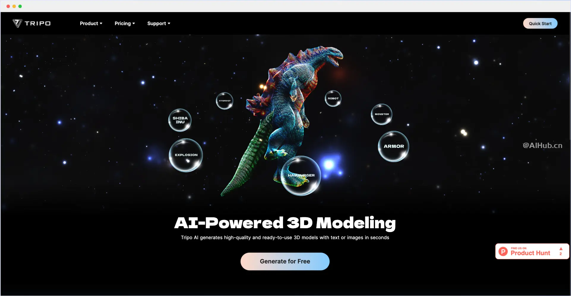Tripo AI：AI驱动的在线3D建模平台 - AIHub工具导航
