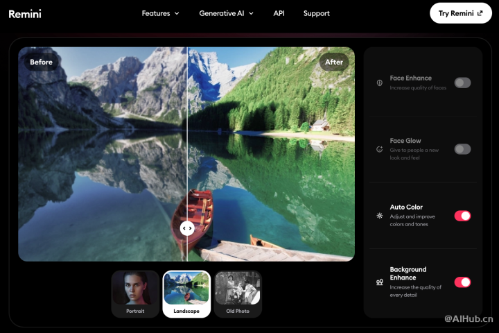 Remini-AI驱动的图片和视频增强工具 - AIHub工具导航