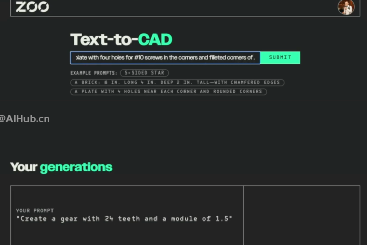 TEXT-TO-CAD：文本生成 CAD在线AI工具 - AIHub工具导航