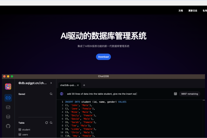 Chat2DB-AI驱动的数据库管理系统 - AIHub | AI导航