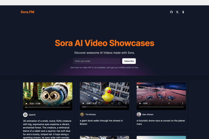 Sora.FM - 开源的 Sora AI 视频生成器模板 - AIHub工具导航