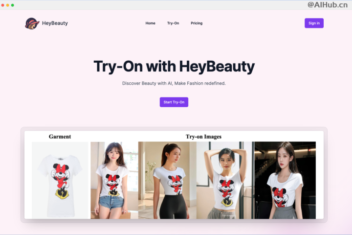 HeyBeauty-AI驱动的虚拟试衣平台 - AIHub工具导航