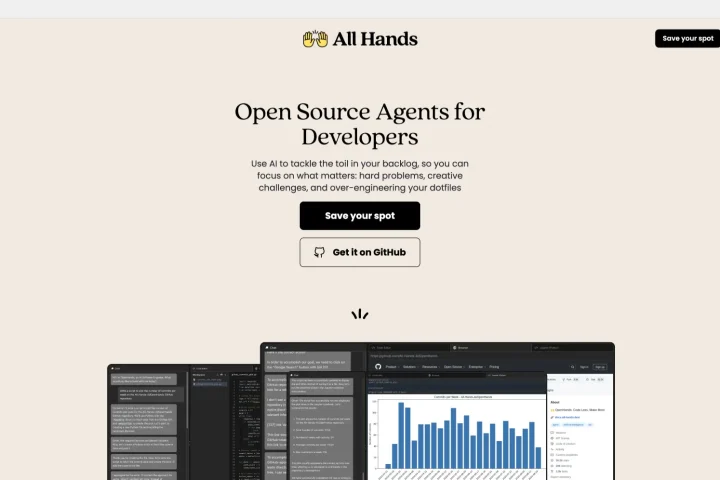 OpenHands：All Hands推出的AI软件开发助手，提供开源版和SaaS在线版 - AIHub工具导航