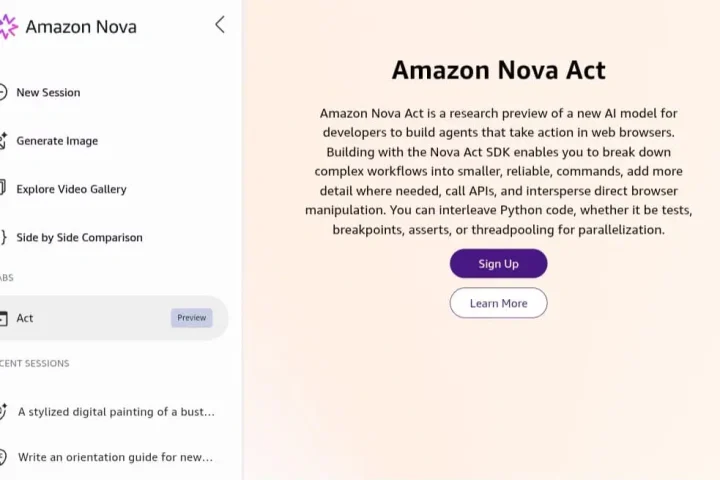 Nova Act：Amazon推出的 AI 智能体，可操控网页浏览器模拟人类完成任务 - AIHub工具导航