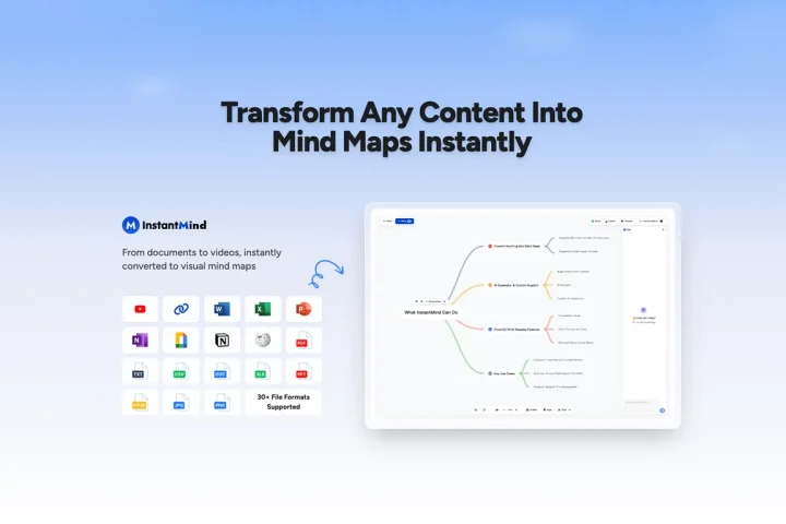 InstantMind - AI思维导图生成器和文档摘要工具 - AIHub工具导航